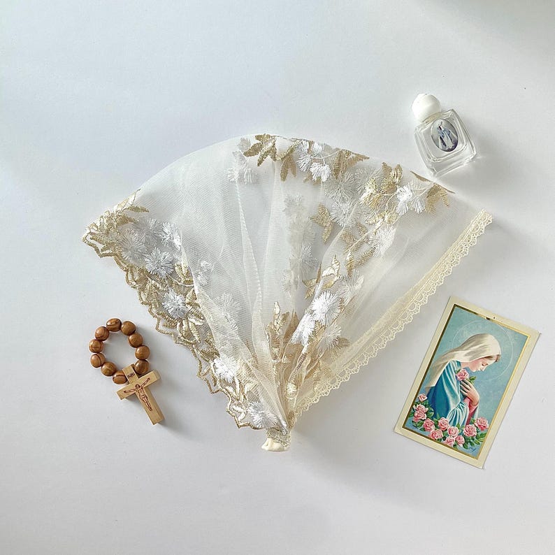 Small Veil for Baby Girls - Traditional Catholic Chapel Veil - Gold ...