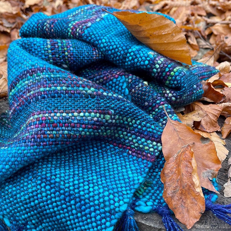 Hand Woven Blue Scarf - Etsy UK