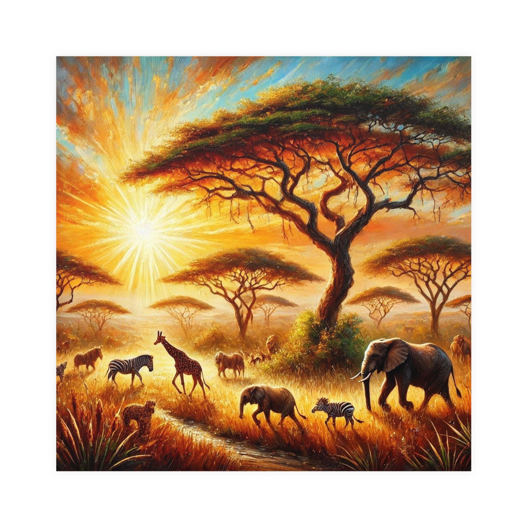 Safari Poster, African Wildlife Art, Matte Paper Print, Wall Decor ...