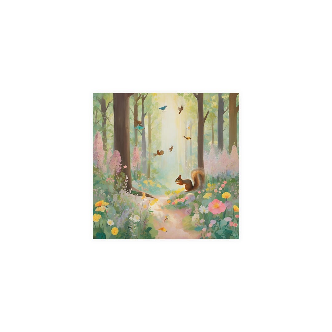 Forest Animals Nursery Forest Matte Paper Poster, Forest Animals ...