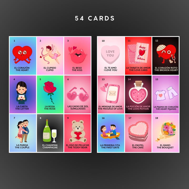 Editable Loteria Game Template on Canva, Valentine's Day Loteria, Board ...