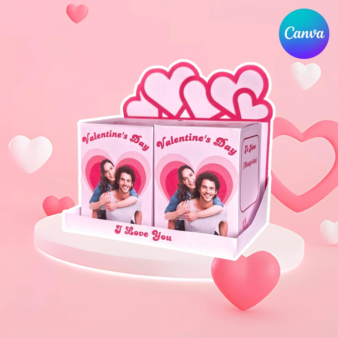 Valentine’s Day Surprise Box Template, DIY Printable Gift Box ...