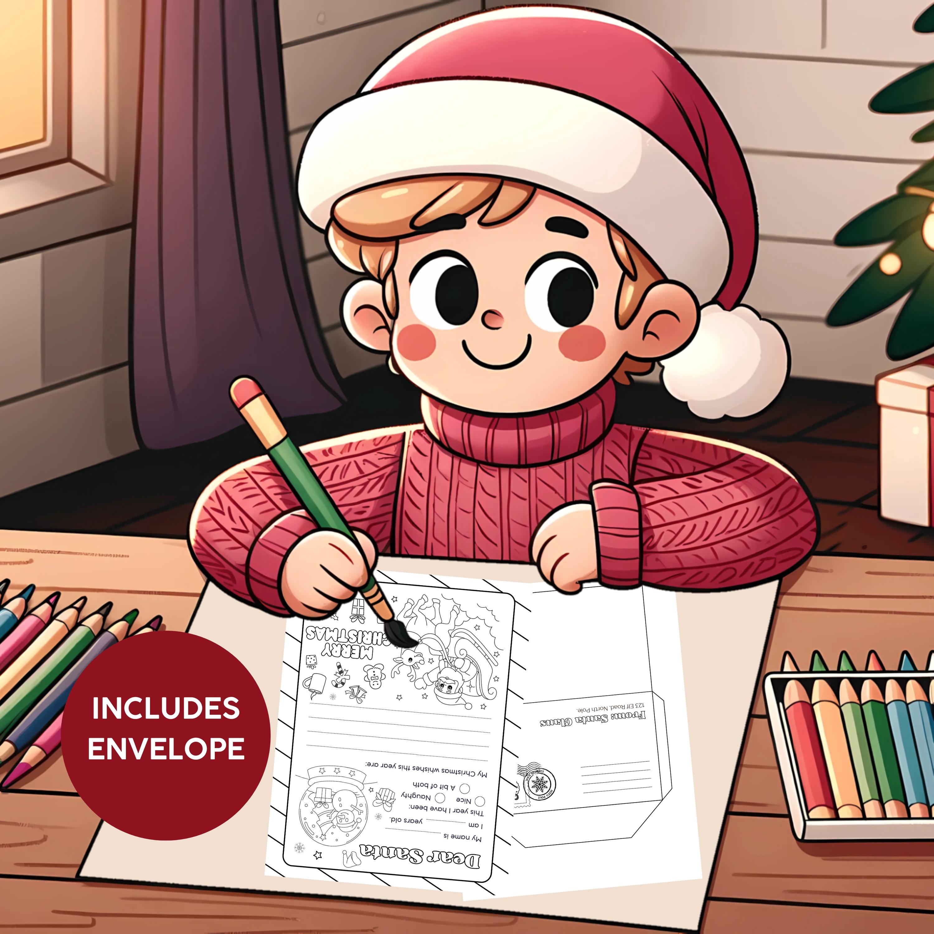 Printable Kids' Christmas Wish List to Santa, Colorable Dear Santa ...