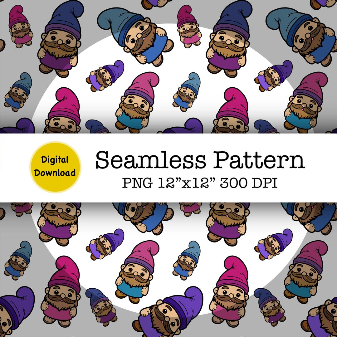 Colorful Gnomes Groovy Cute Gonks Seamless Pattern Digital Paper ...