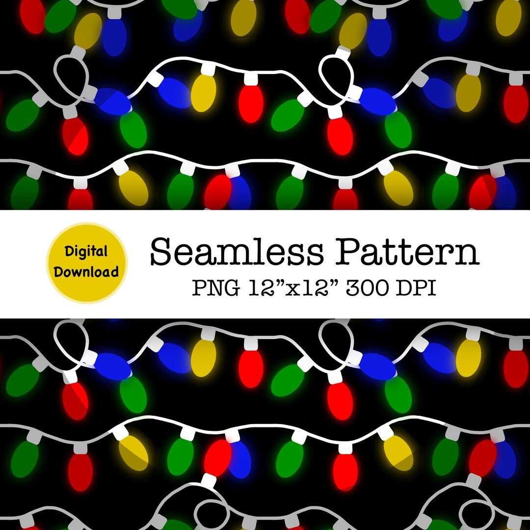Christmas String Lights Seamless Pattern Digital Paper Instant Download ...