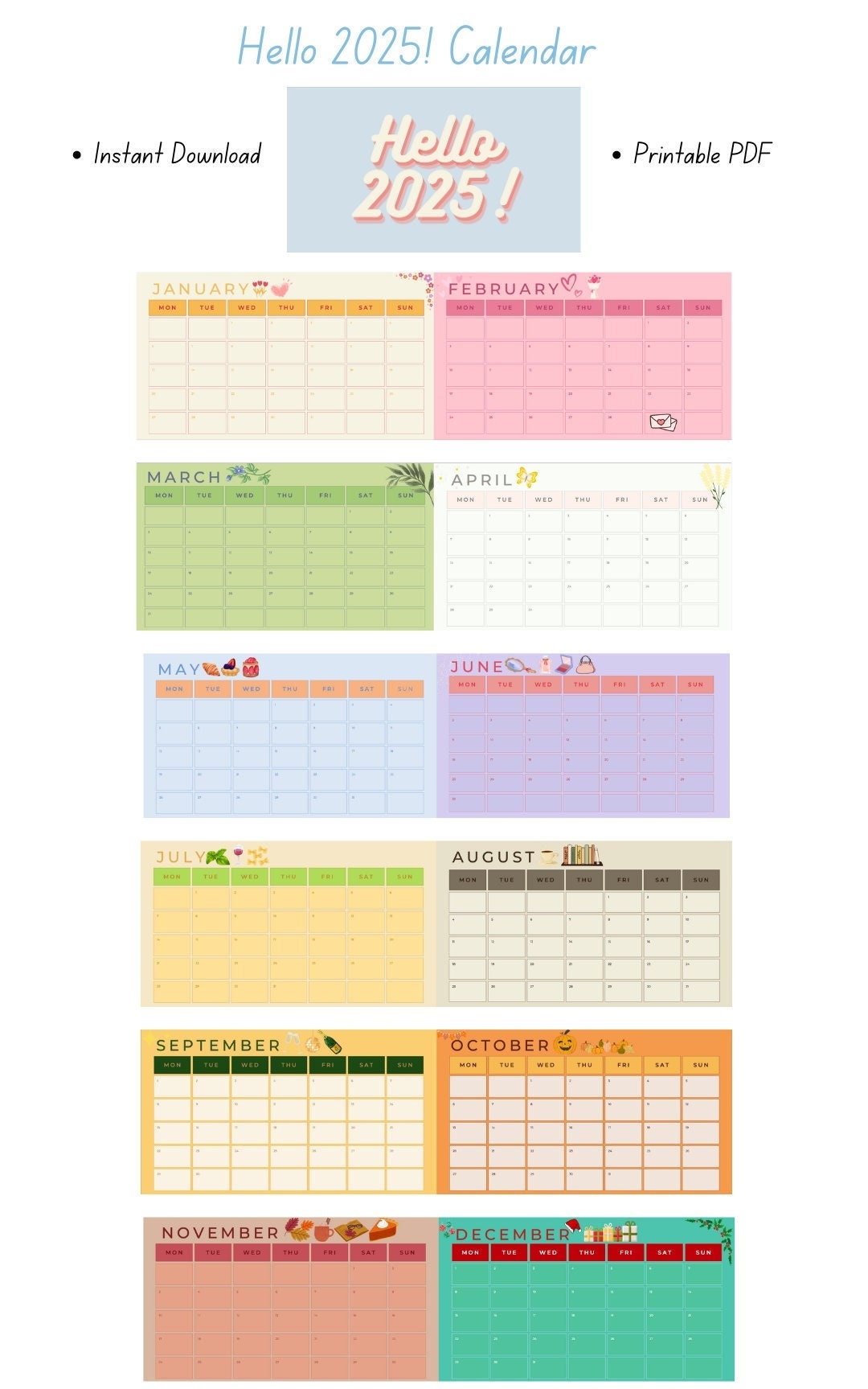 Hello 2025 Calendar - Etsy