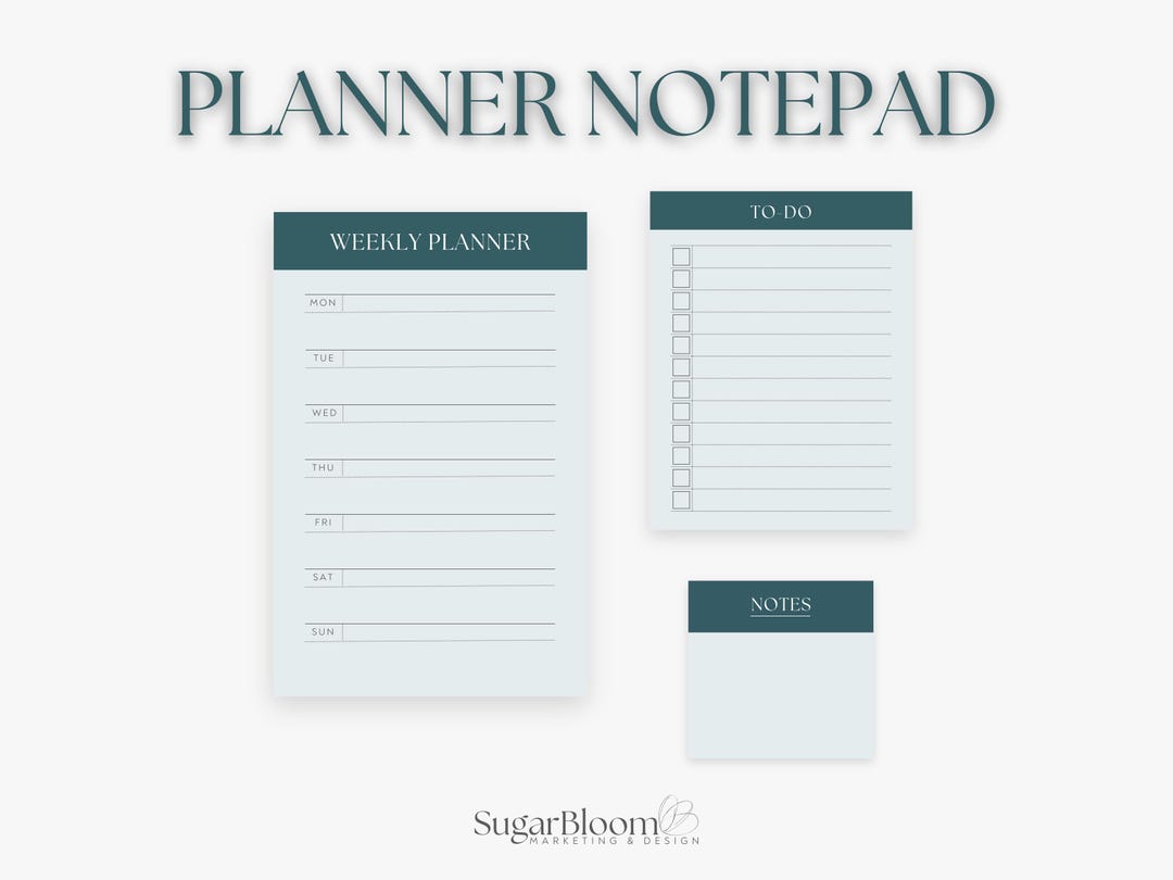 Blue Physical Planner Notepad Set, Weekly Organizer, Blue Color ...