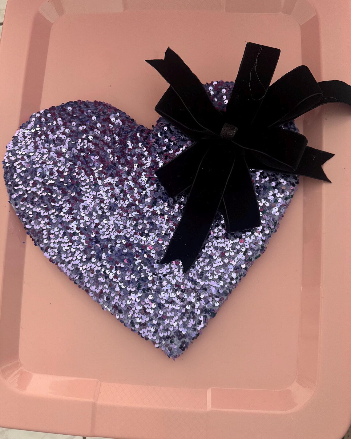 Sequin Heart Wreath Attachment: Extra Large, Velvet Ribbon (13.5") - Etsy