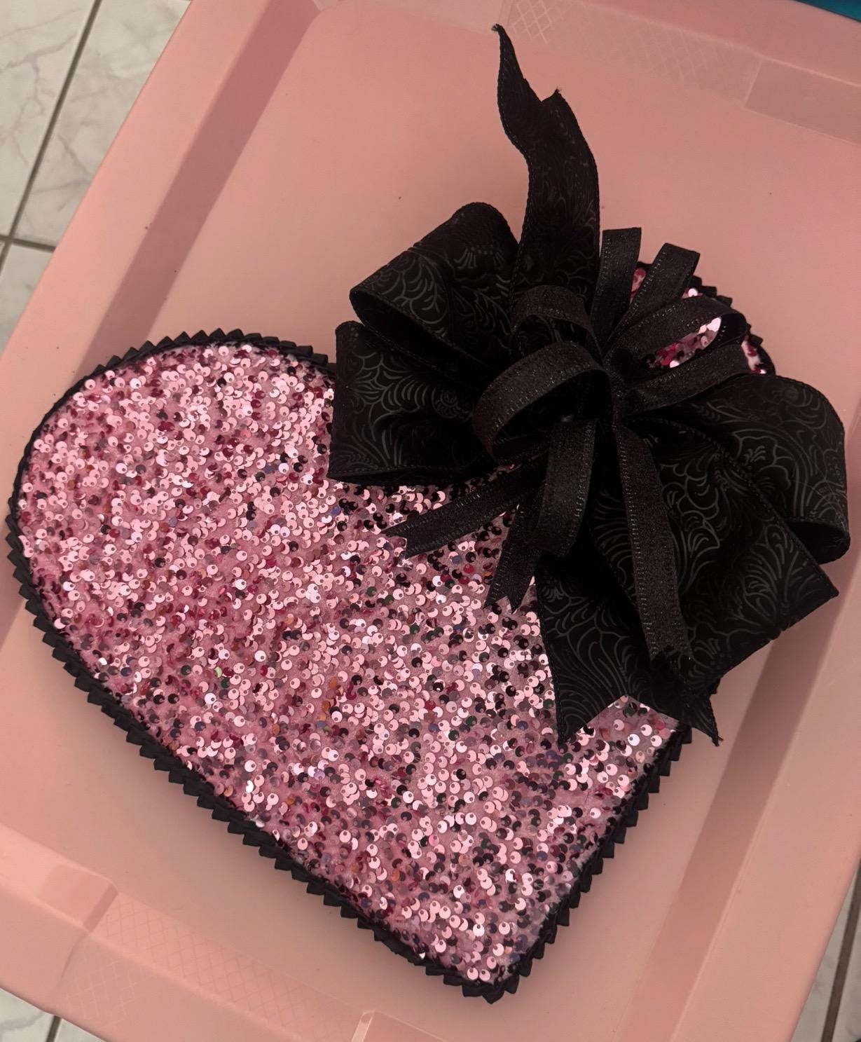 Sequin Heart Wreath Attachment: Extra Large, Velvet Ribbon (13.5") - Etsy