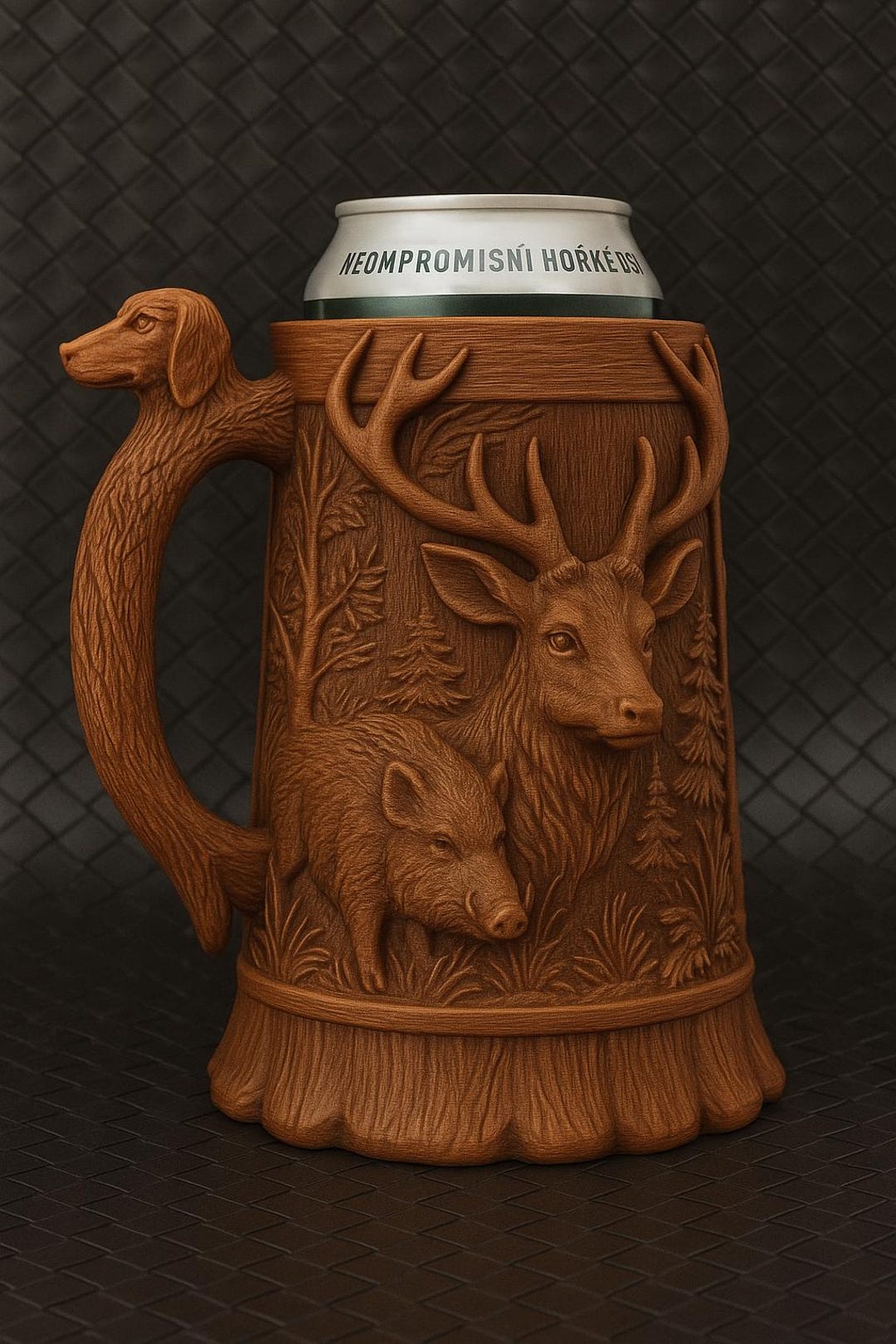 Hunting Beer Mug in Wooden Design for 0.5 L Cans | Handmade 3D Print ...