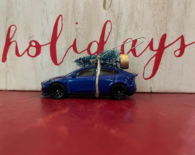 Tesla Model Y Carrying Christmas Tree Ornament - Etsy