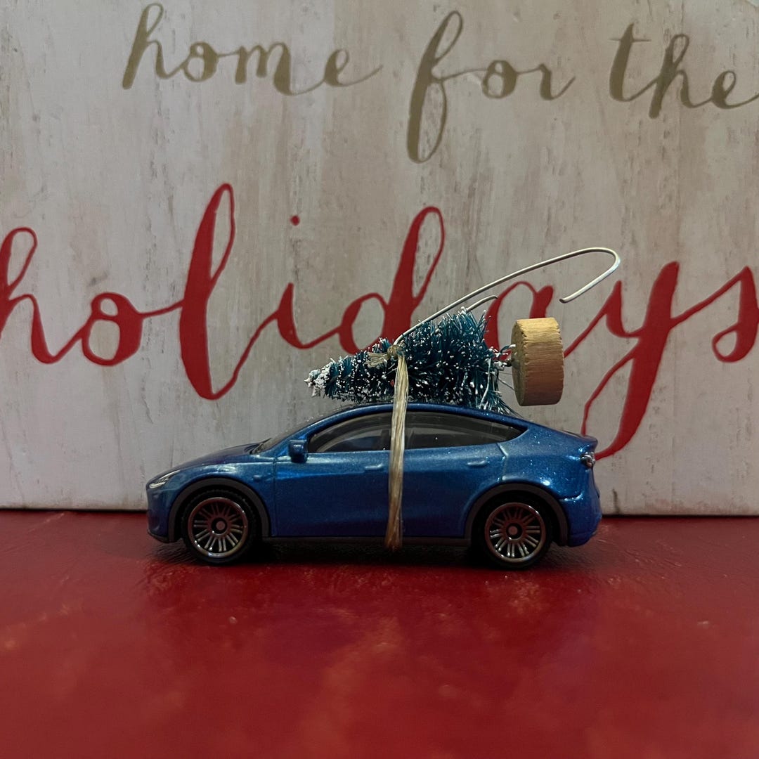 Tesla Model Y Carrying Christmas Tree Ornament - Etsy
