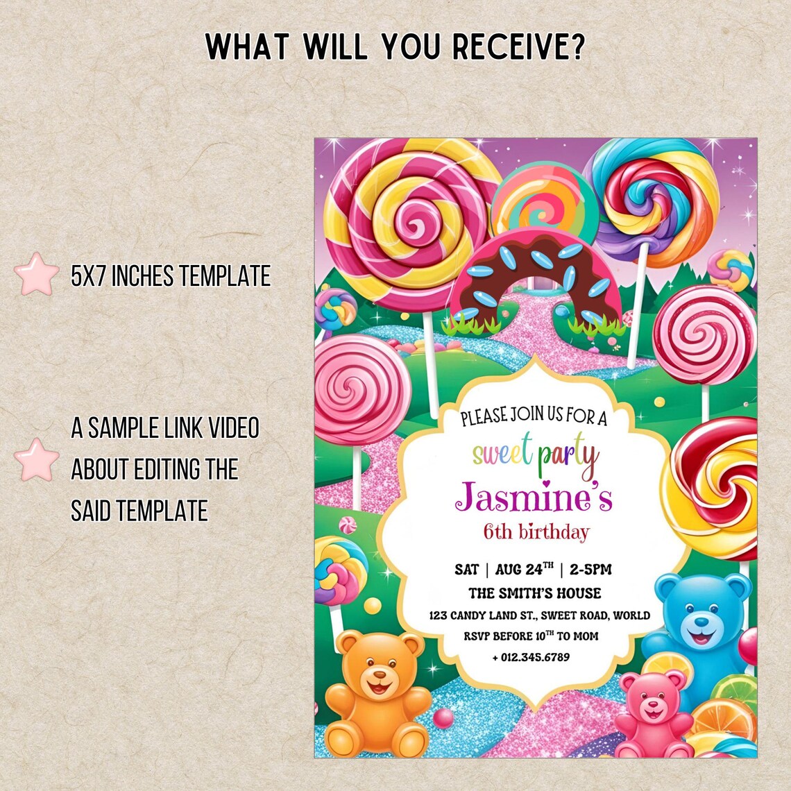 Candyland Birthday Invitation, Editable & Printable Candyland Party ...