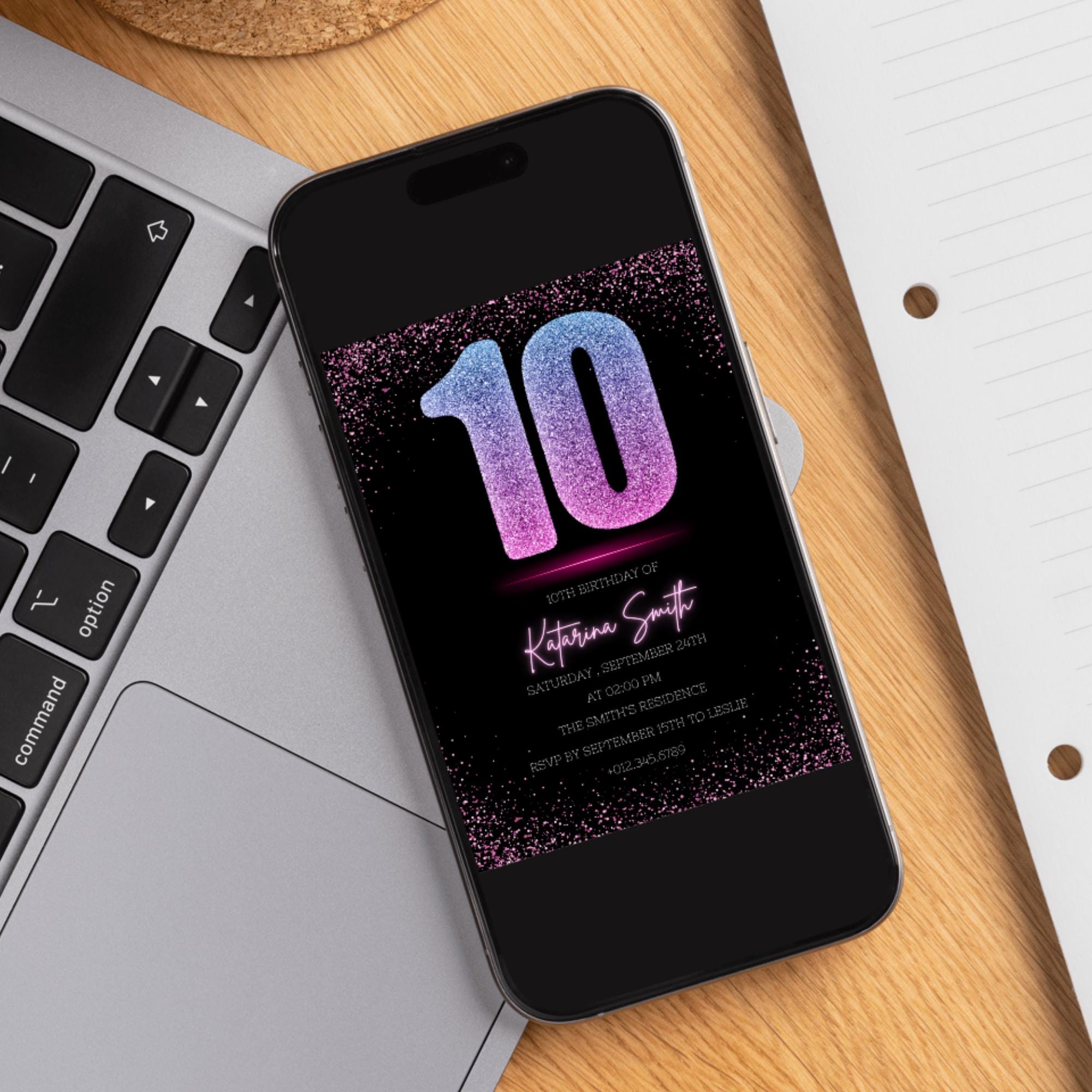 Editable 10th Birthday Invitation Card Tenth Day Girls 10th Day Modern ...