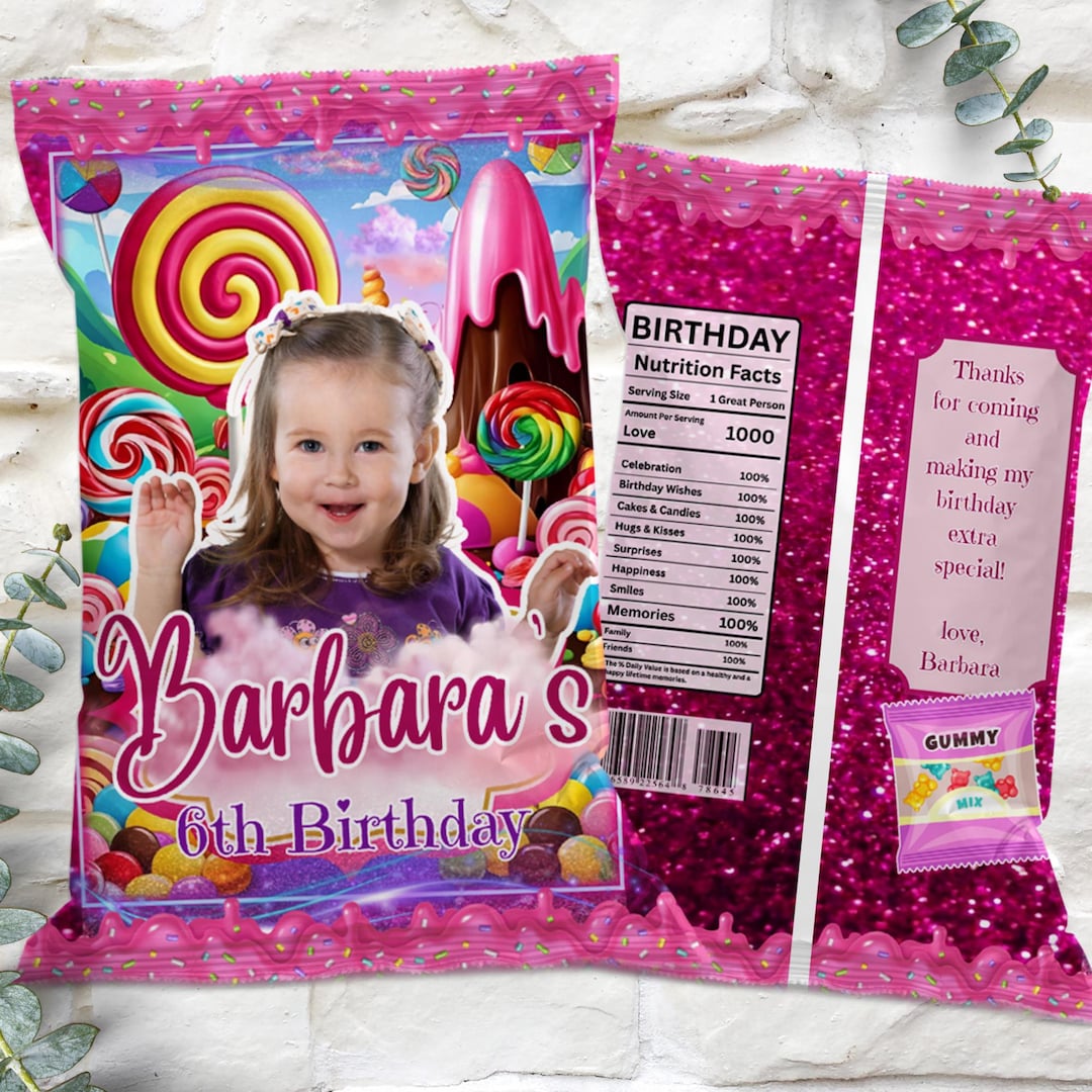 Personalized Sweet Candyland Party Favor Chip Goodies Bag Custom Favor ...