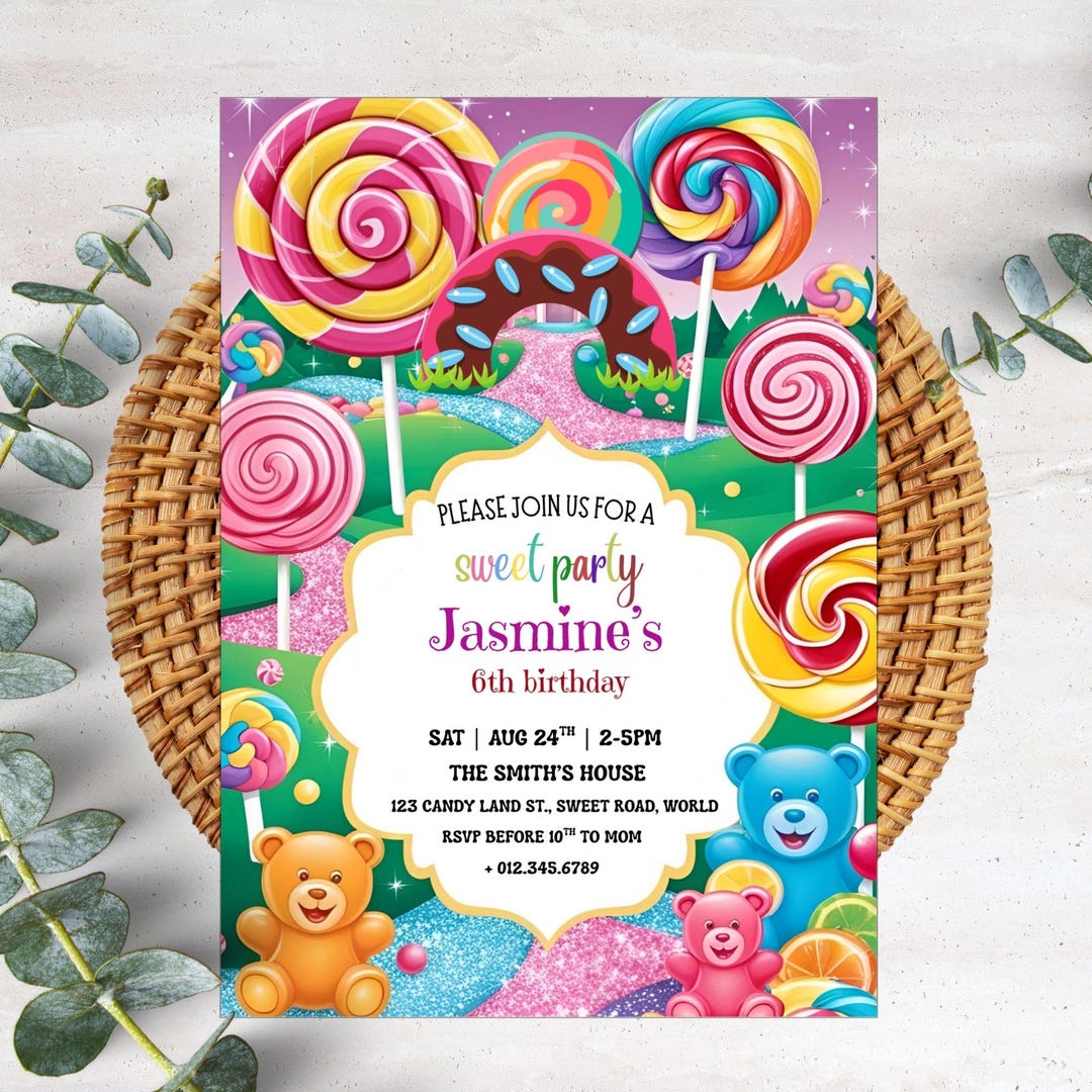 Candyland Birthday Invitation, Editable & Printable Candyland Party ...