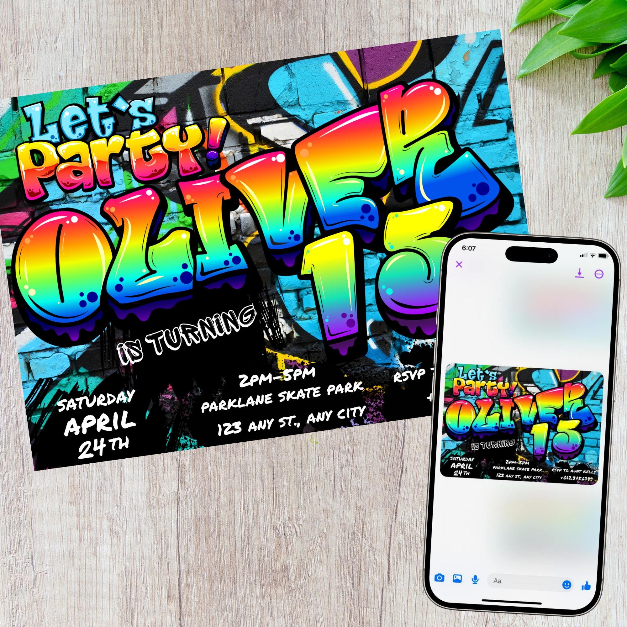 Graffiti Birthday Invitation Editable Party Invite Urban Street Art ...