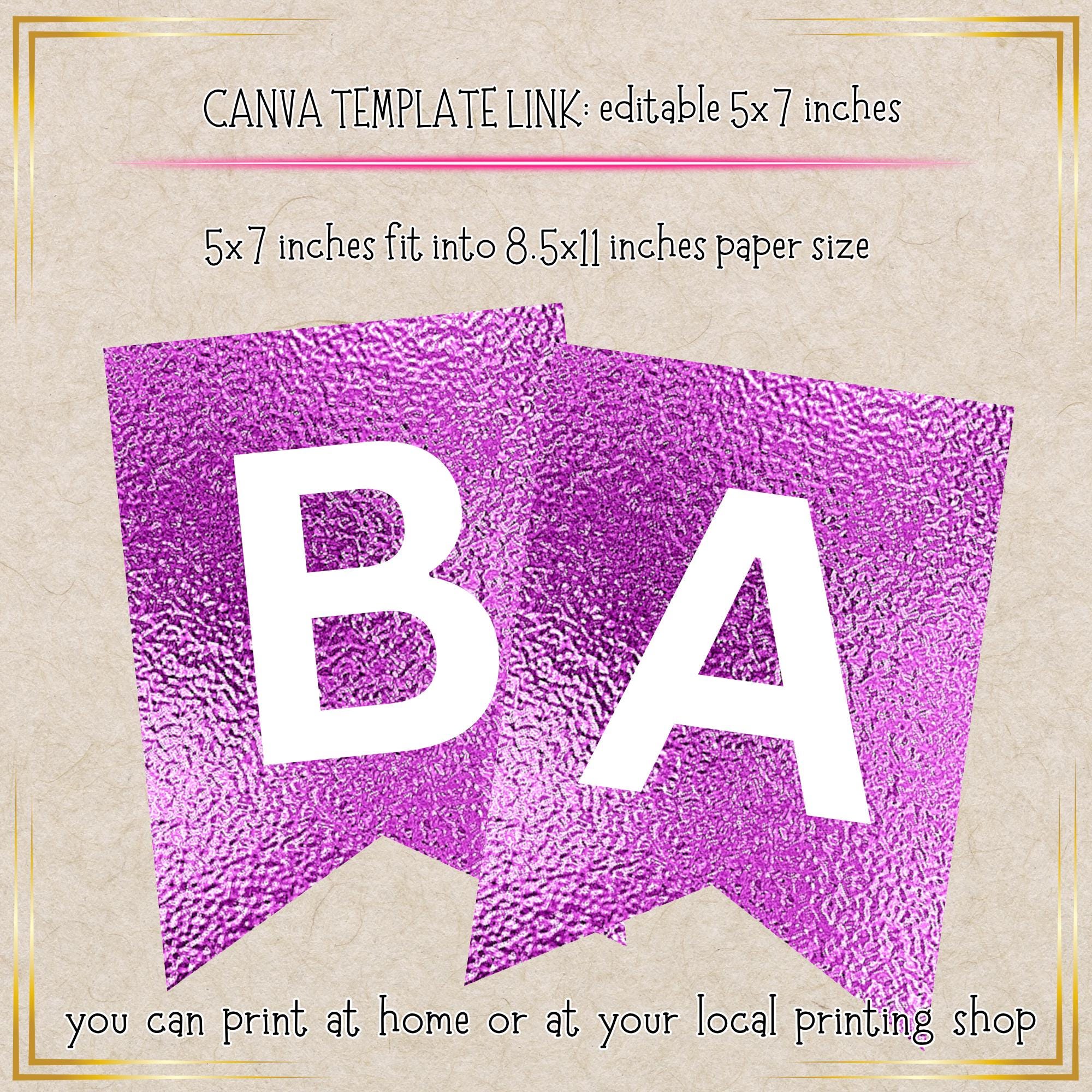 Editable & Printable Purple Metallic Paper Banner Elegant Shimmer ...