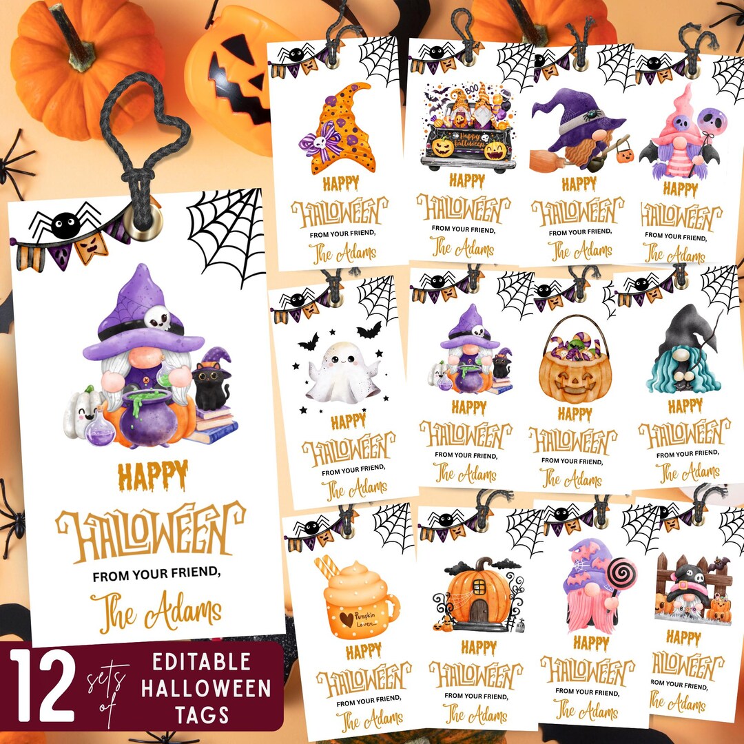 Editable Halloween Favor Tags, Trick or Treat Favor Tag, Halloween ...