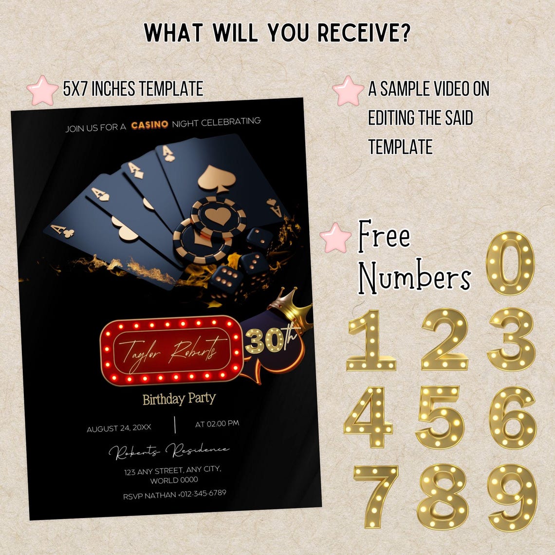 Poker Night Invitation Card Birthday Invitation Card Casino Playing ...