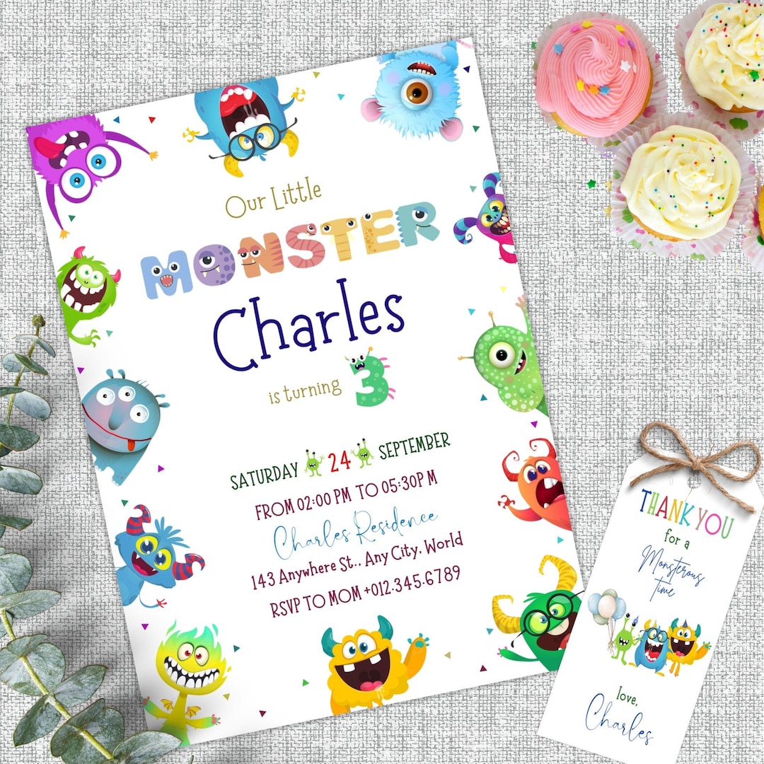 Editable Monster Birthday Invitation Template Monster Birthday ...
