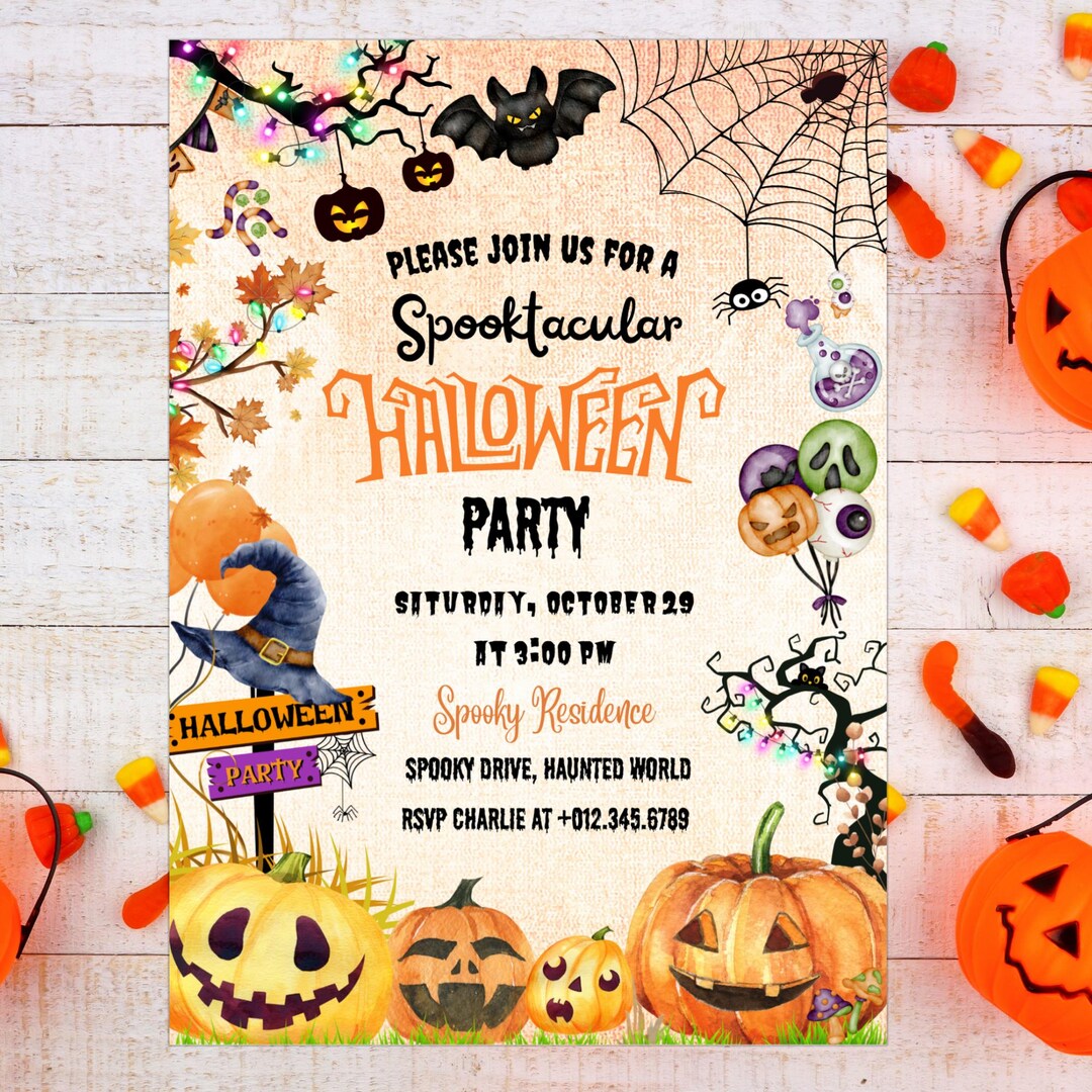 Editable Halloween Party Invitation | Spooky Halloween Invite ...
