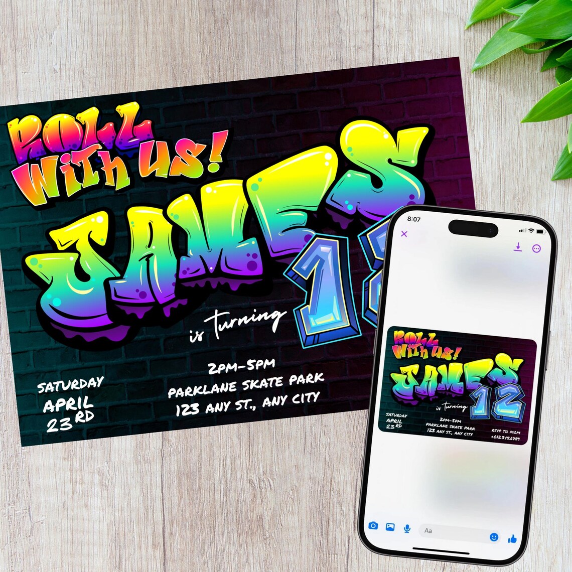 Graffiti Birthday Invitation Editable Party Invite Urban Street Art ...