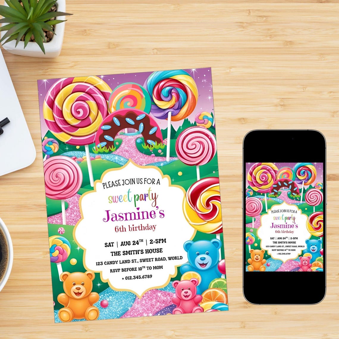 Candyland Birthday Invitation, Editable & Printable Candyland Party ...