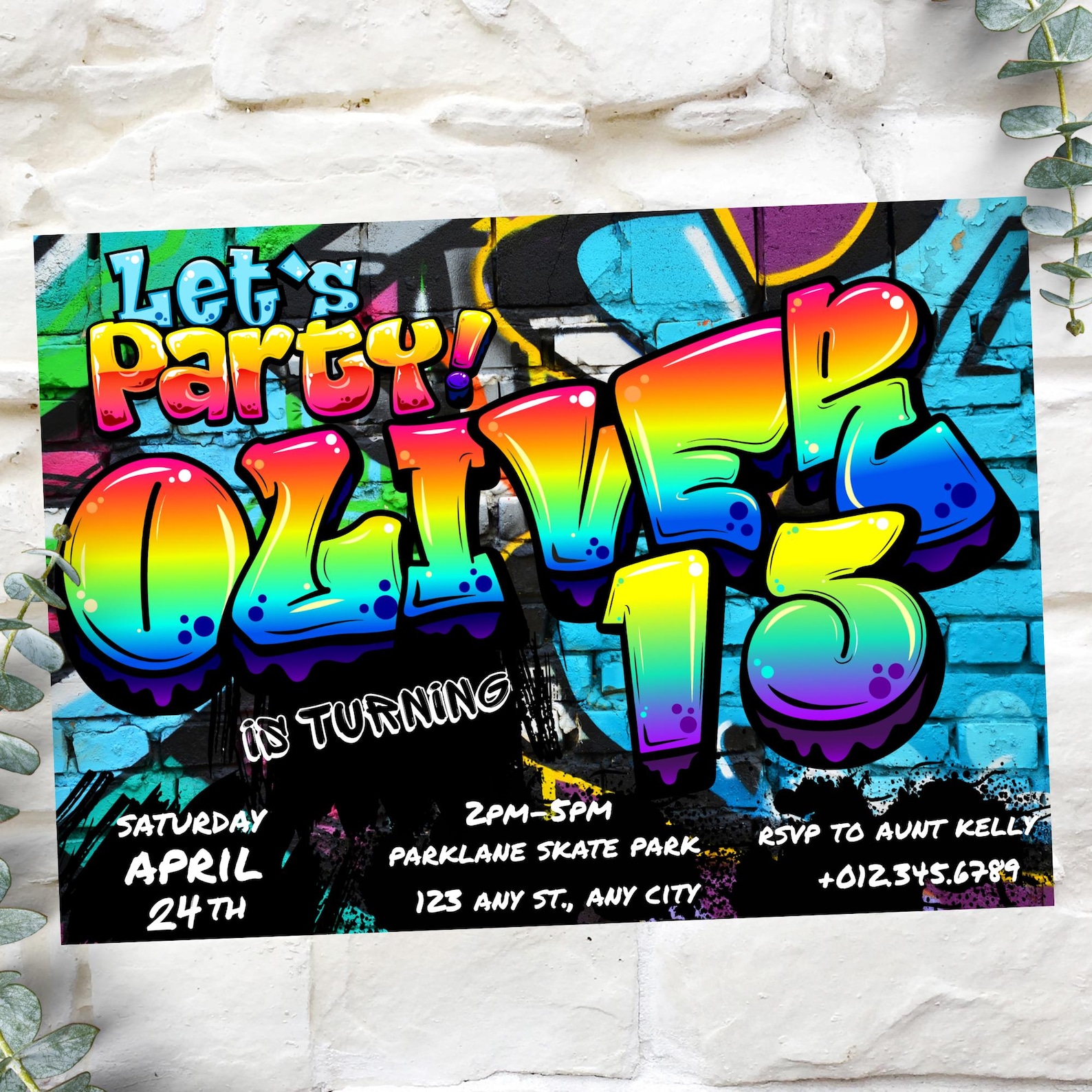Graffiti Birthday Invitation Editable Party Invite Urban Street Art ...