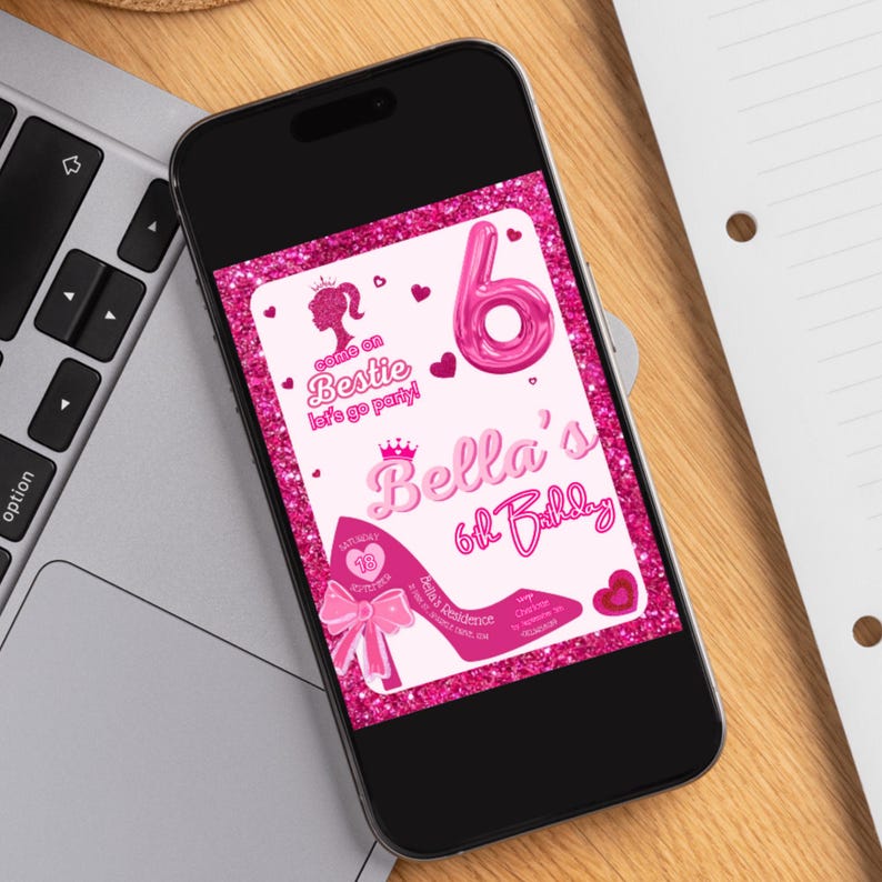 Editable 6th Birthday Invitation Card Doll Invitation Pink Doll Party ...