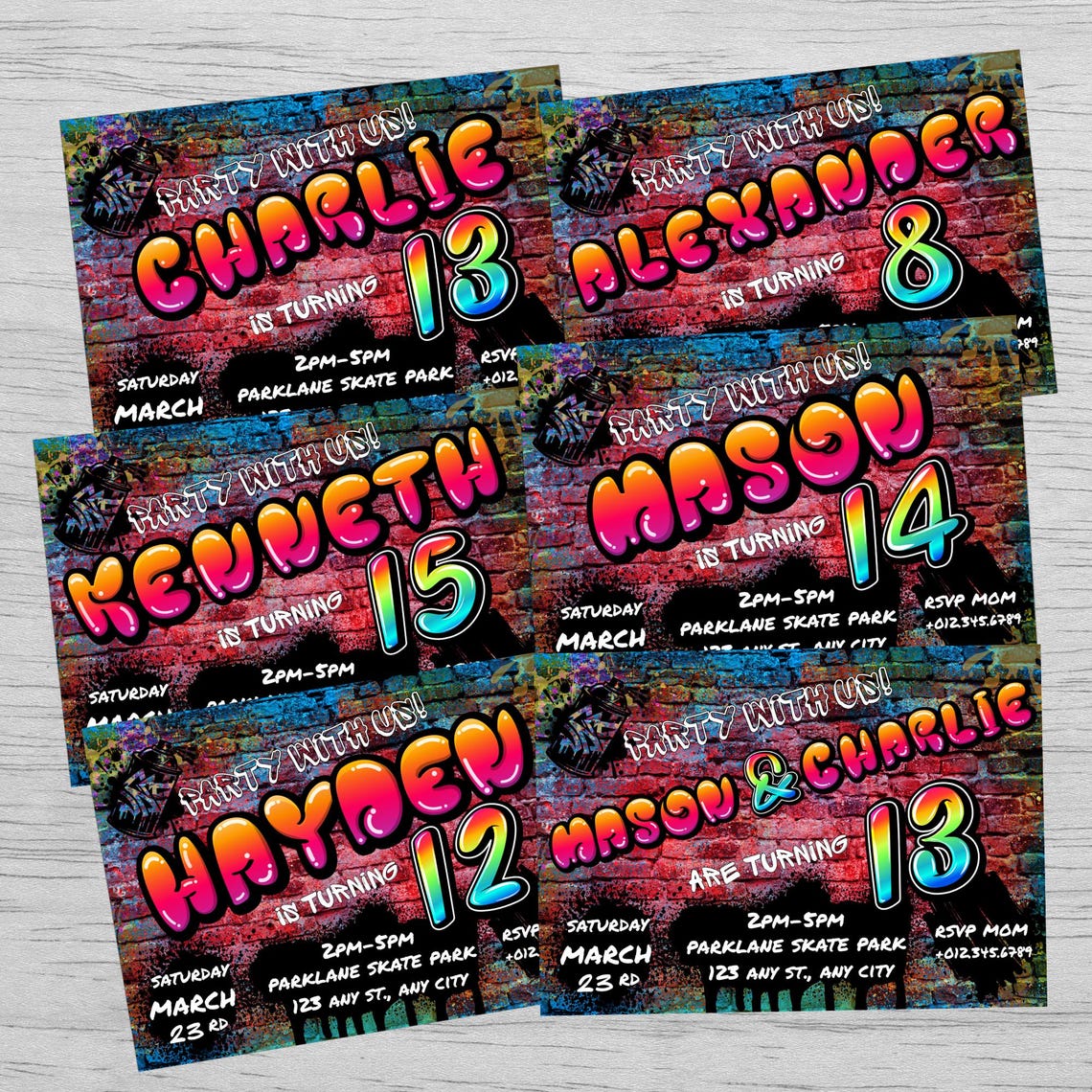 Graffiti Birthday Invitation Editable Party Invite Urban Street Art ...