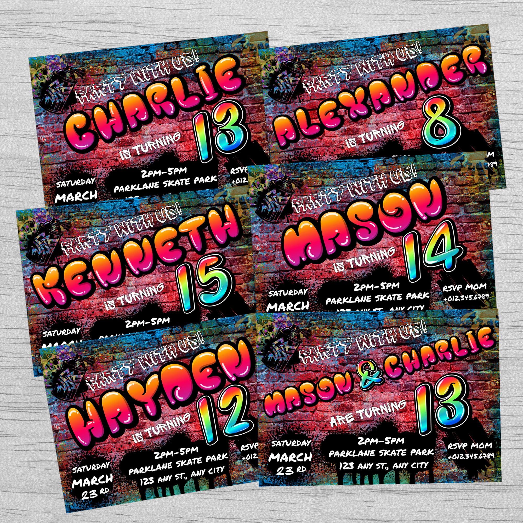 Graffiti Birthday Invitation Editable Party Invite Urban Street Art ...