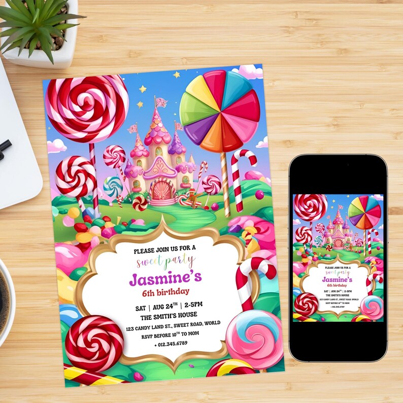 Candyland Birthday Invitation, Editable & Printable Candyland Party ...
