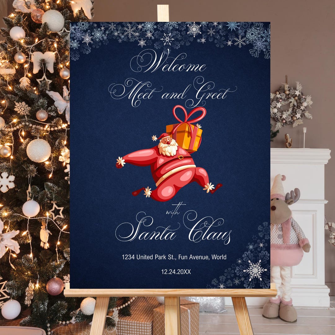 Welcome Sign for Santa Claus Meet and Greet Christmas Photo, Holiday ...