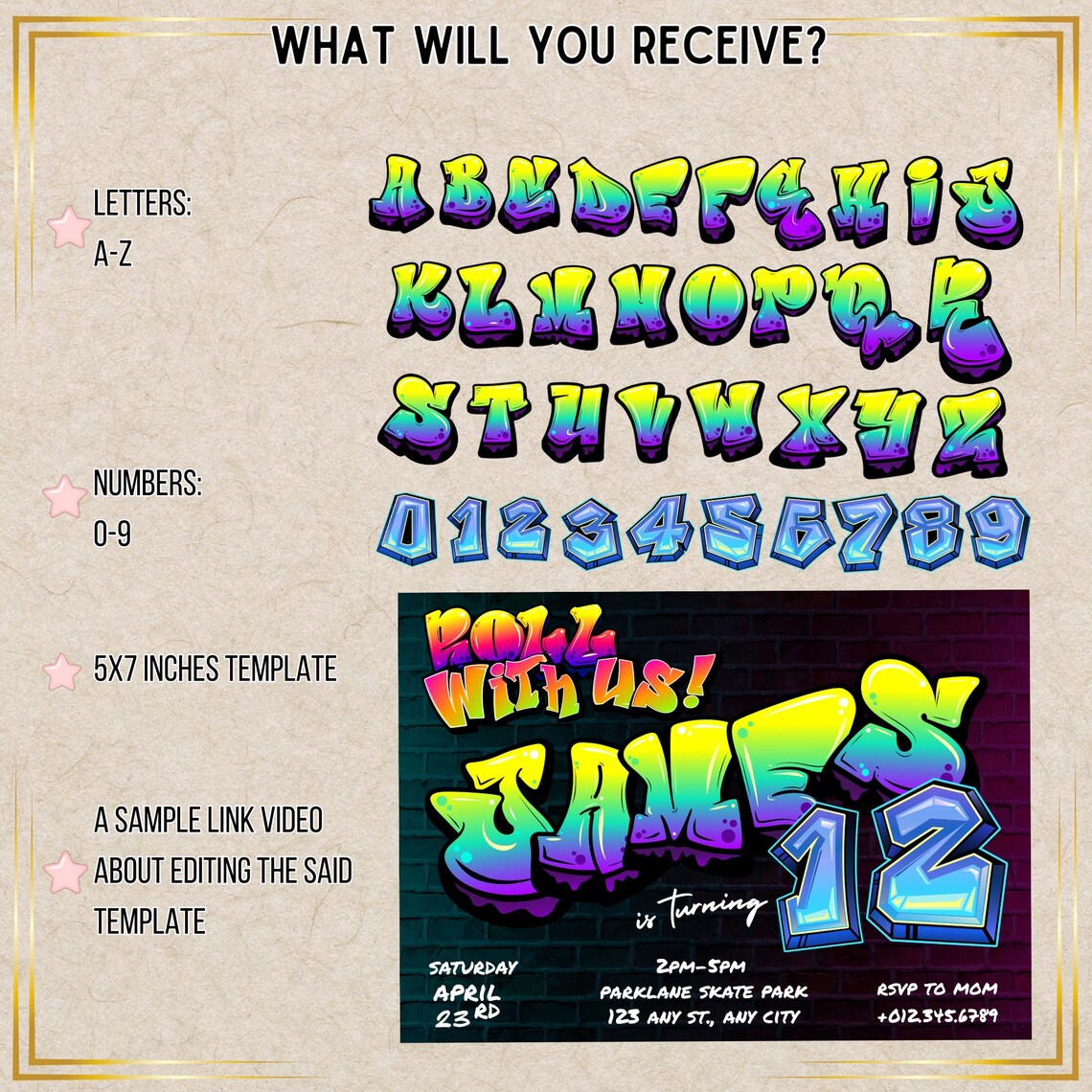 Graffiti Birthday Invitation Editable Party Invite Urban Street Art ...