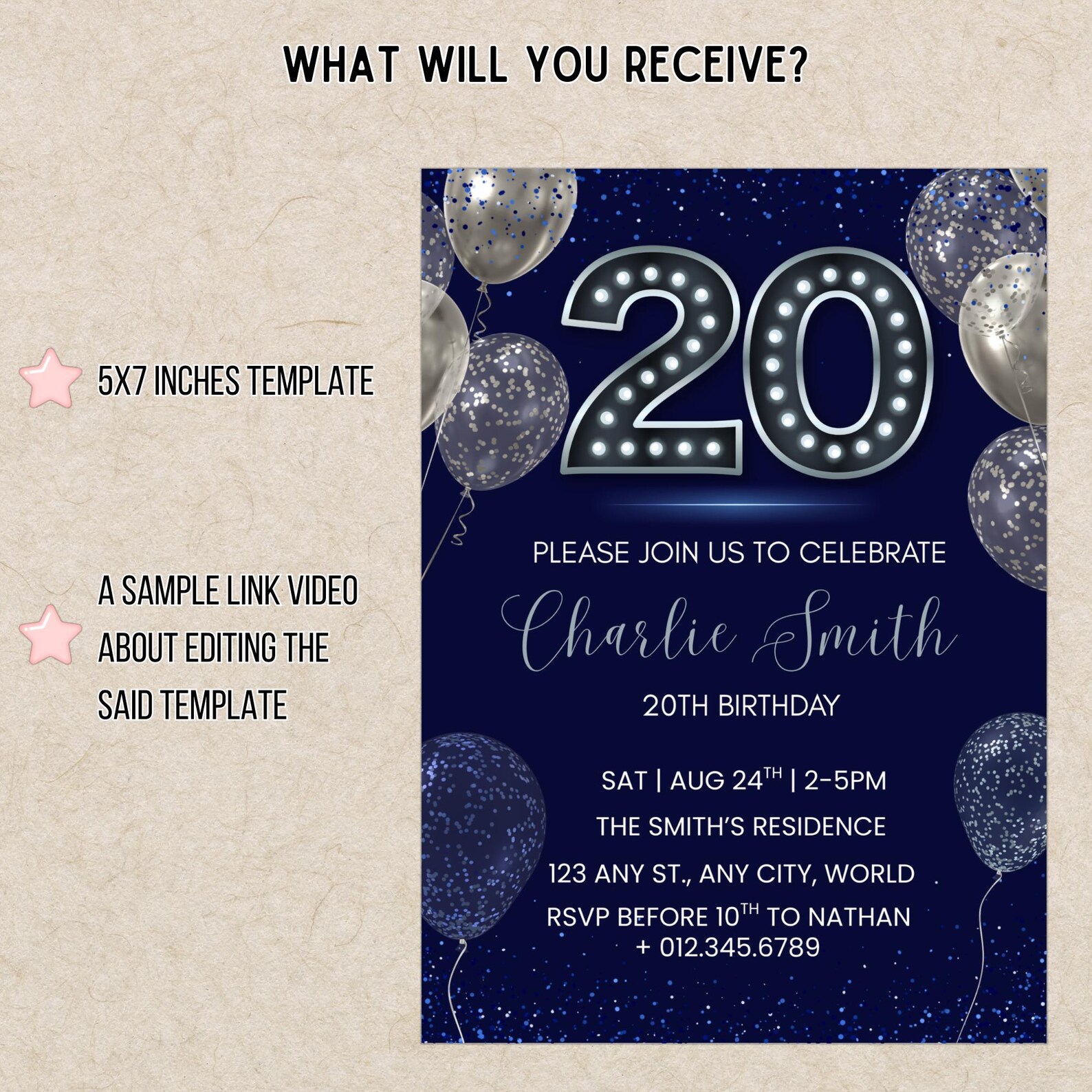 20th Birthday Invitation for Boy | Modern Invitation | Cool Trendy ...