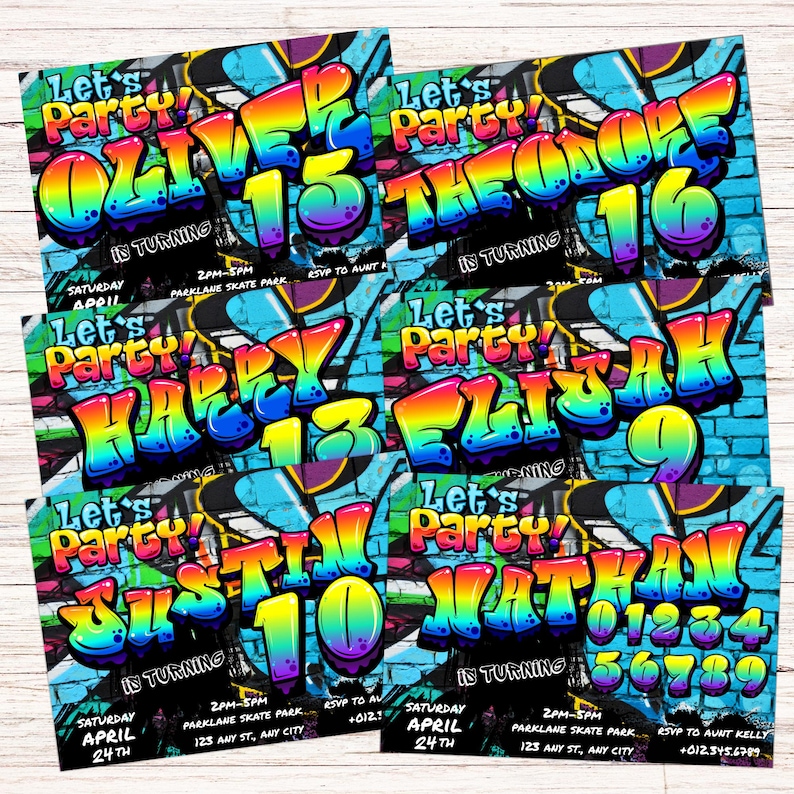 Graffiti Birthday Invitation Editable Party Invite Urban Street Art ...