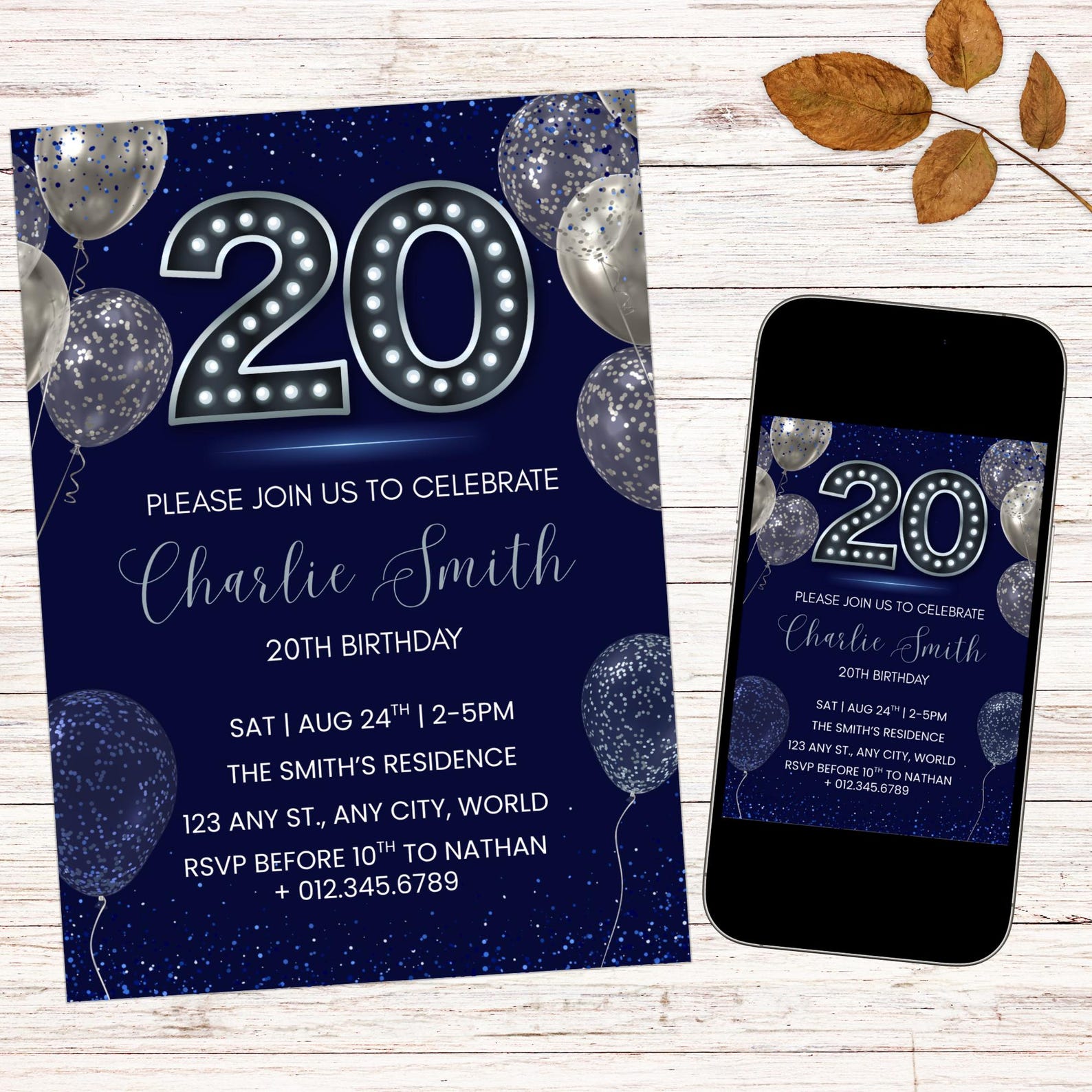 20th Birthday Invitation for Boy | Modern Invitation | Cool Trendy ...