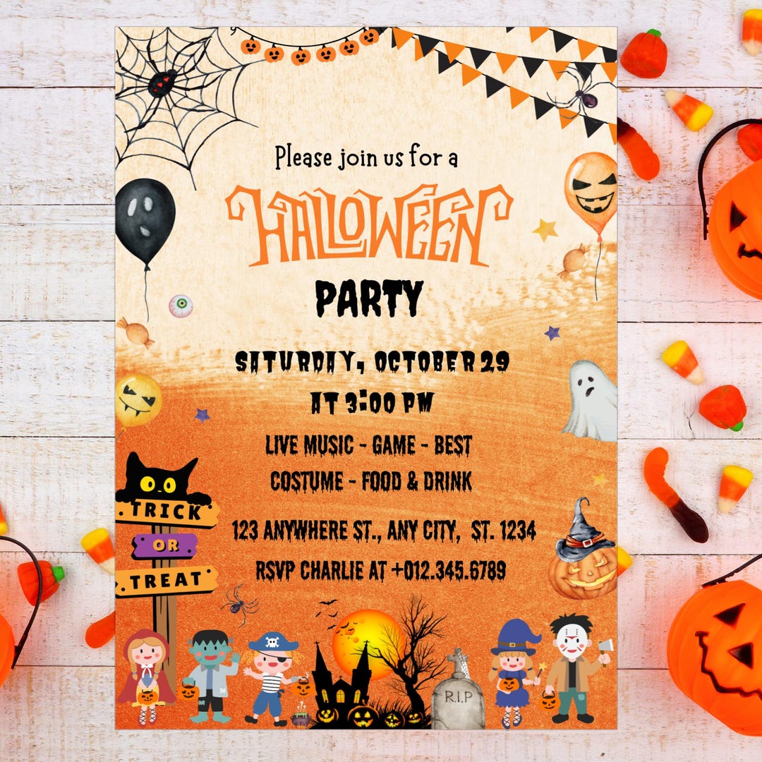 Editable Halloween Party Invitation | Spooky Halloween Invite ...