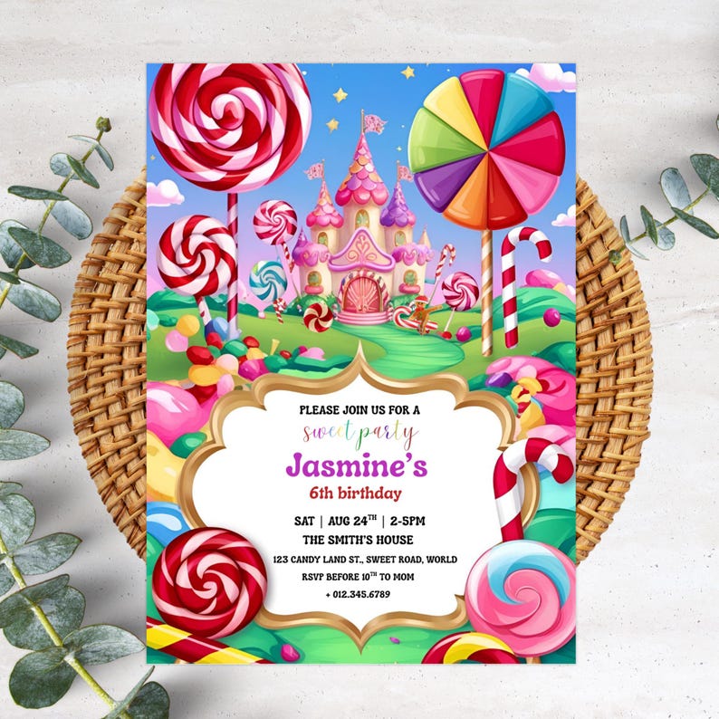 Candyland Birthday Invitation, Editable & Printable Candyland Party ...