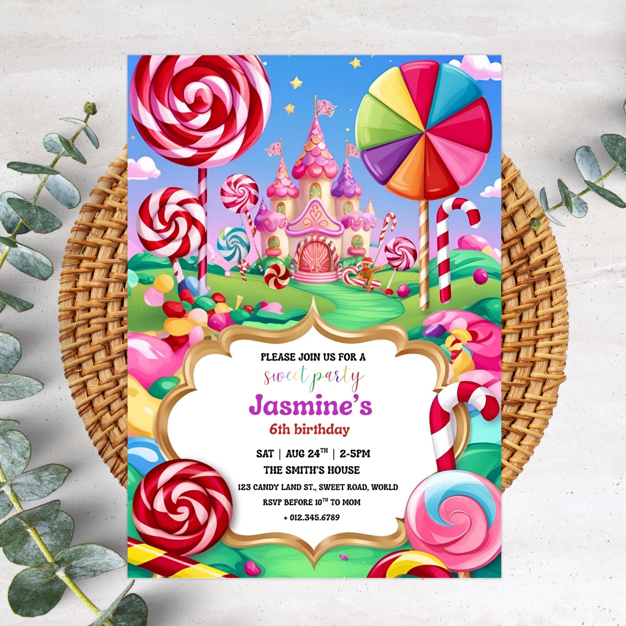 Candyland Birthday Invitation, Editable & Printable Candyland Party ...