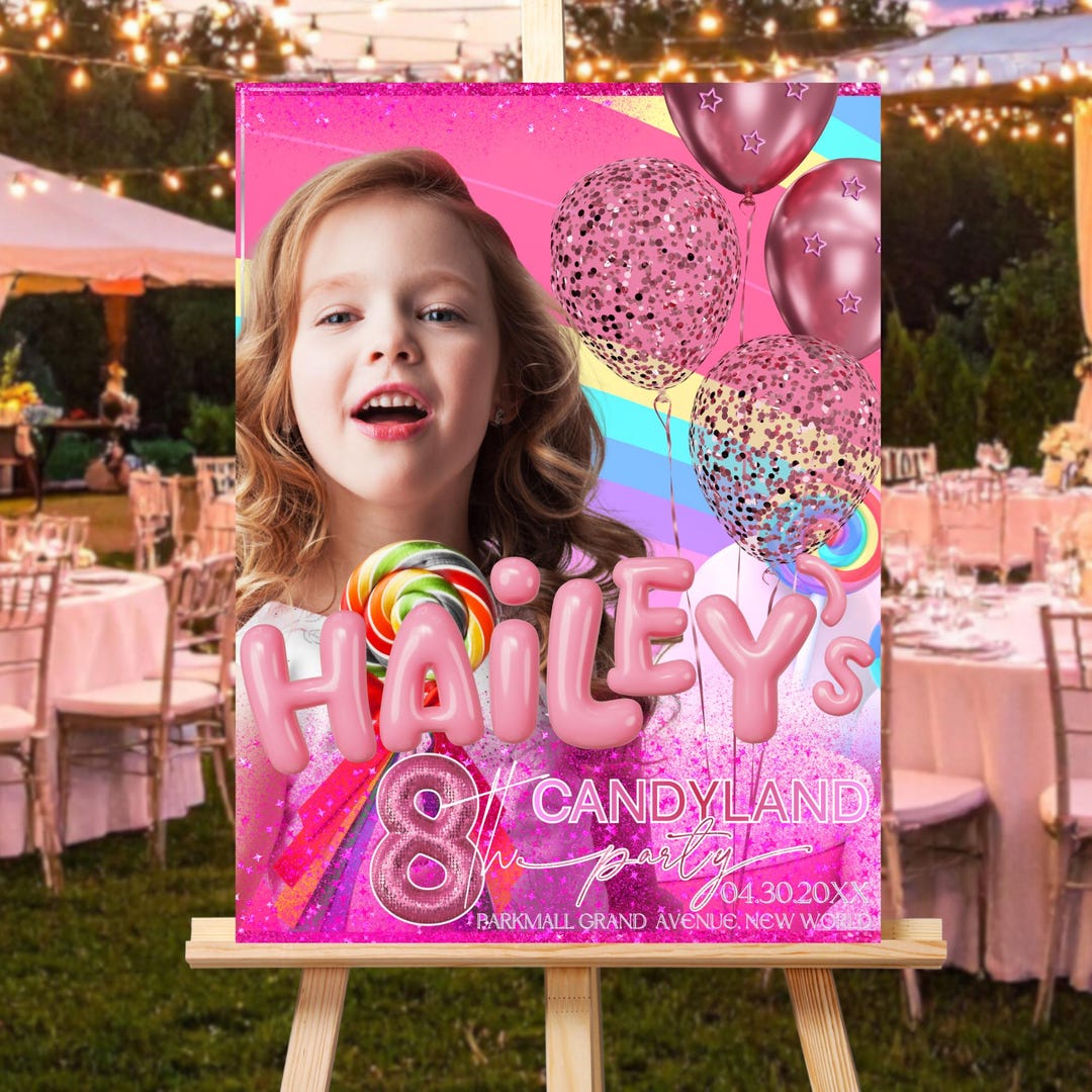 Personalized Candyland Birthday Welcome Sign Sweet Candy Theme Party ...