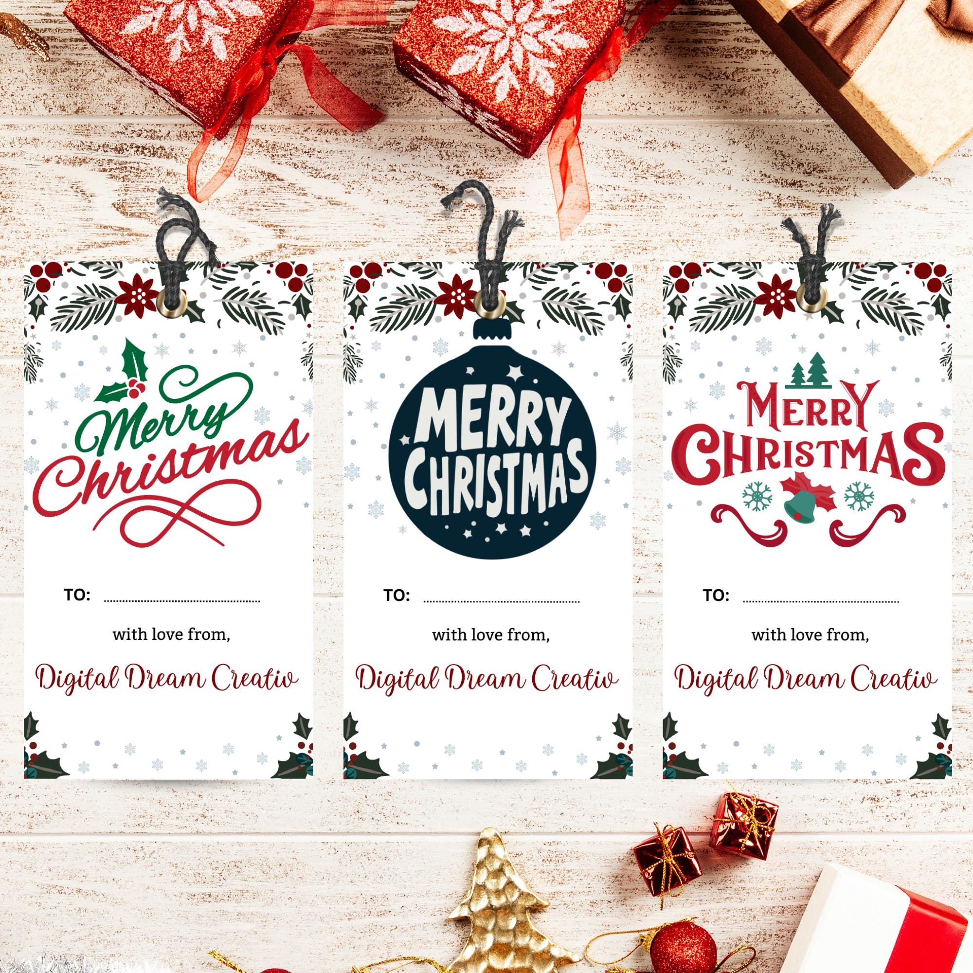 Editable Christmas Gift Tags Printable, Holiday Gift Tag Template, DIY ...