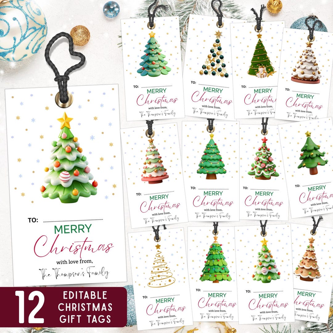 Editable Christmas Gift Tags Printable, Holiday Gift Tag Template, DIY ...