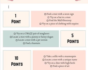 Mall Scavenger Hunt for Kids, Shopping Mall Treasure Hunt, Mall Party ...