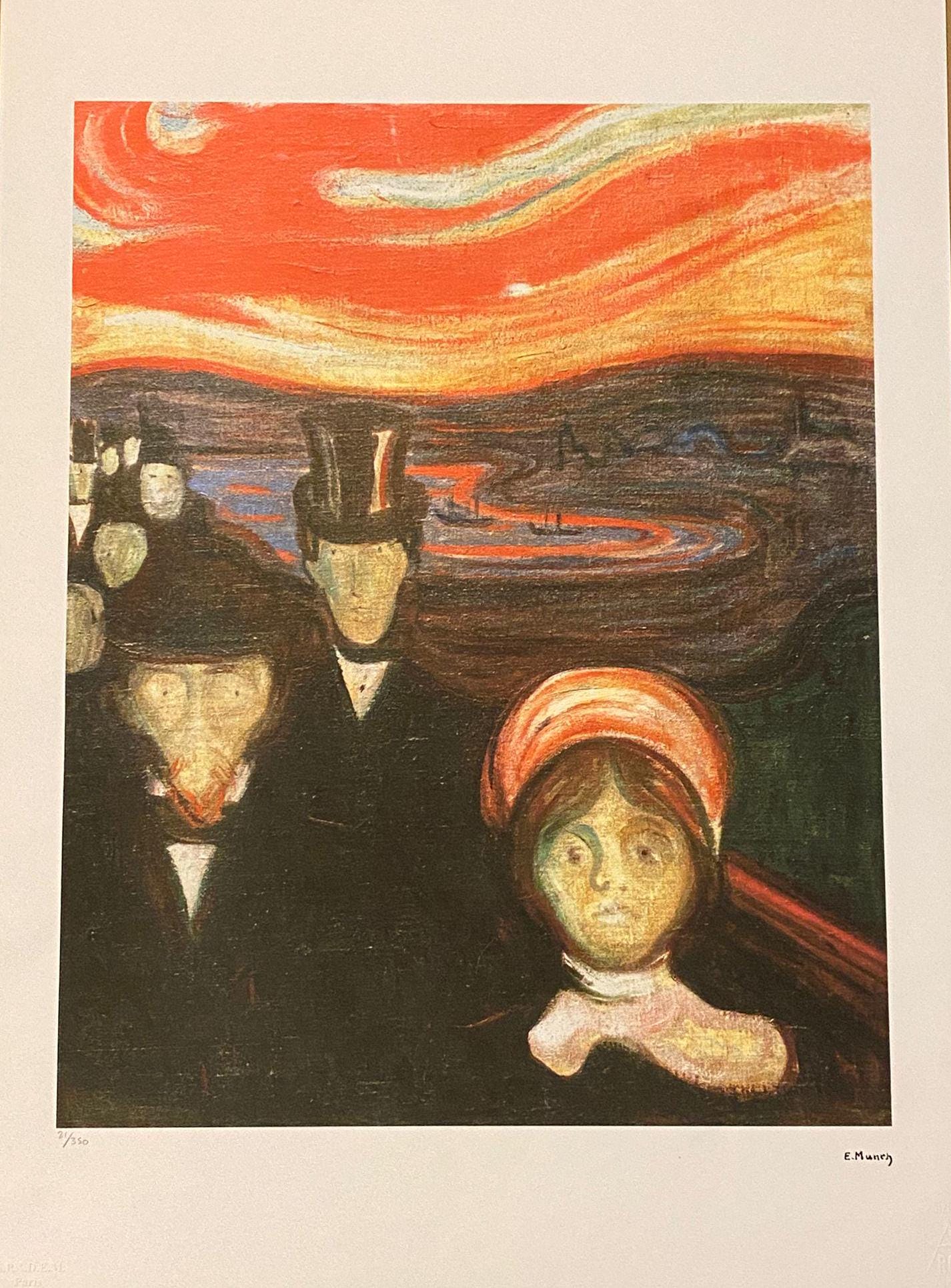 Edvard Munch "anxiety" 1894 Lithograph Signed Edition 21/350 Stamp - Etsy