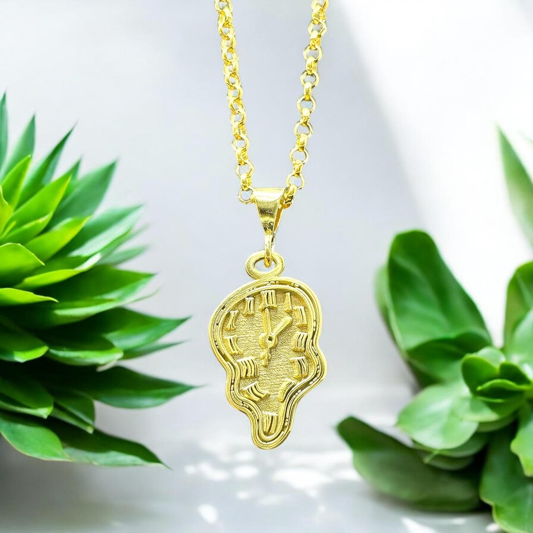 The Persistence of Memory Necklace, Silver Melting Clock Pendant Women ...