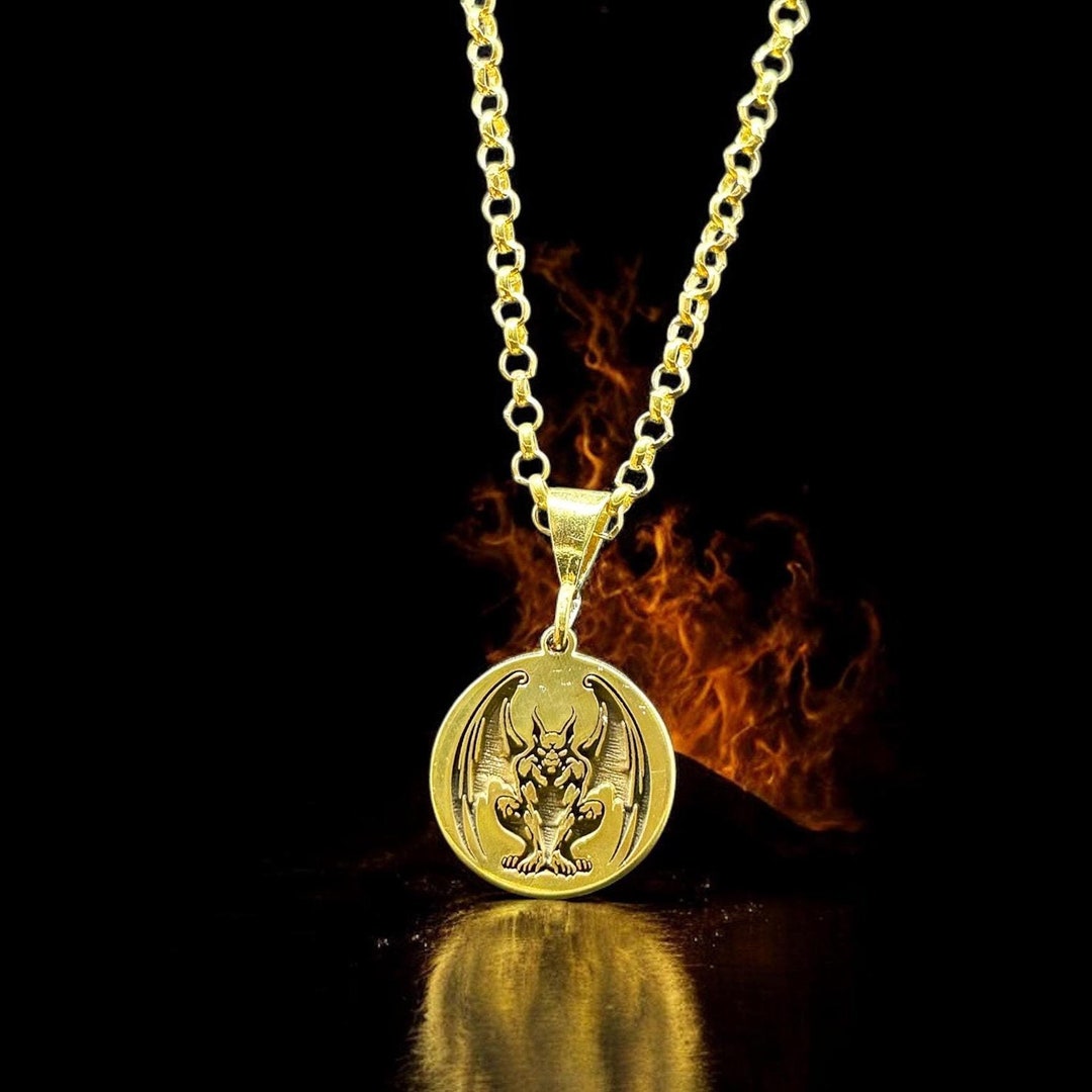 Gargoyle Necklace, Mythical Protector Pendant, Gothic Amulet, Dark ...