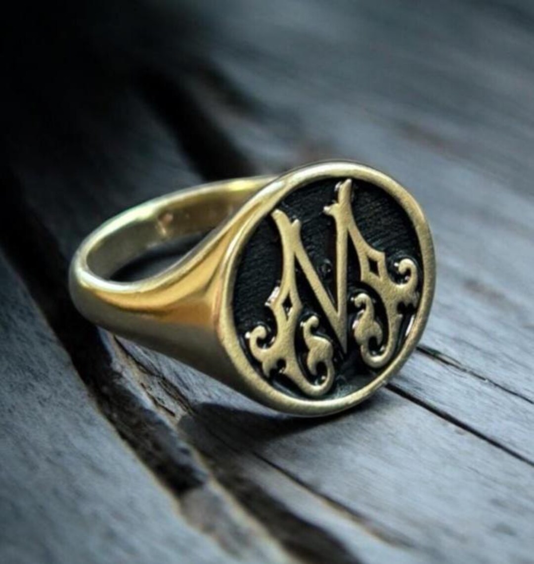Monogram Ring, Initial Signet Ring, Letter Pinky Ring Men ...