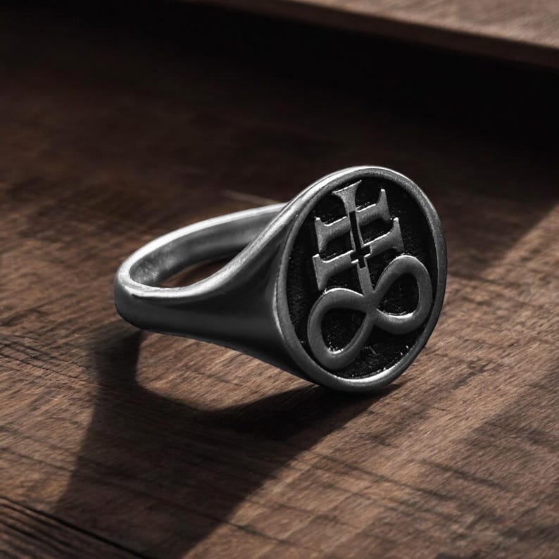Leviathan Cross Ring, Alchemy Symbol Signet Ring, Occult Jewelry Women ...